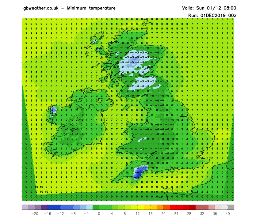 Minimum temperature - High resolution - Real Weather - Accurate UK ...